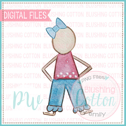 STICK FIGURE GIRL 2 BALD HEAD BCPW – Blushing Cotton