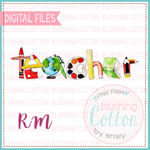 TEACHER WORD ART WATERCOLOR DESIGN BCRM – Blushing Cotton